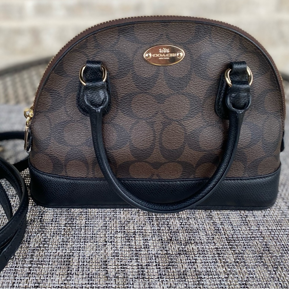 Mini Cora Domed Satchel In Signature Coated Canvas - Gem
